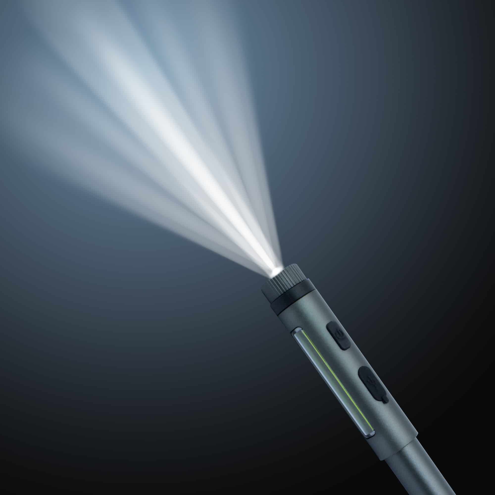 300 lumen rechargeable pen-style LED flashlight with 5 lighting modes ...