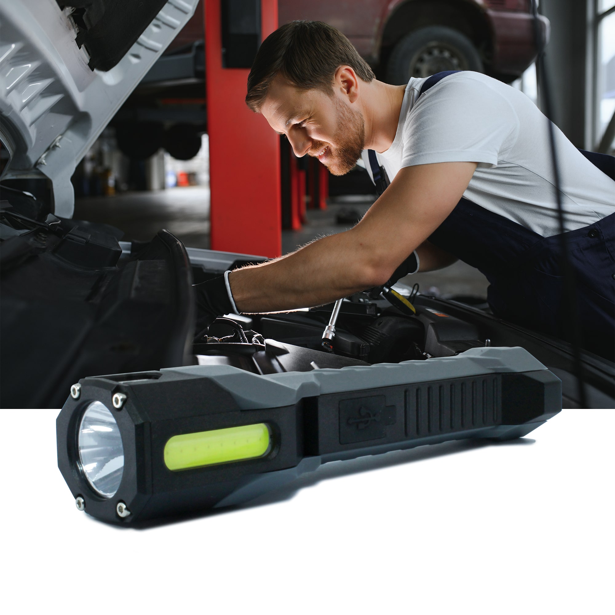 1000 lumen rechargeable LED rotating headlamp with 6 lighting modes ...